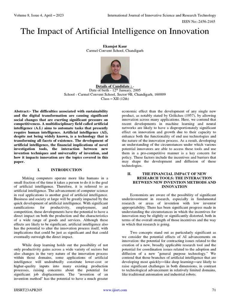 The Impact of Artificial Intelligence On Innovation | PDF | Intelligence (AI) & Semantics ...