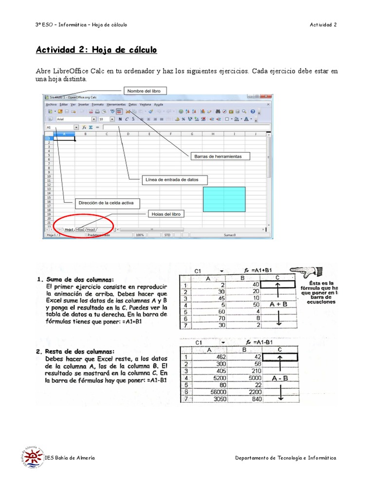 Actividad de Hoja de Cálculo 3º ESO | PDF | Informática