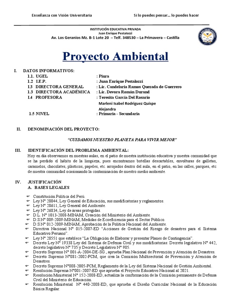 Proyecto Educativo Ambiental | PDF | Residuos | Reciclaje