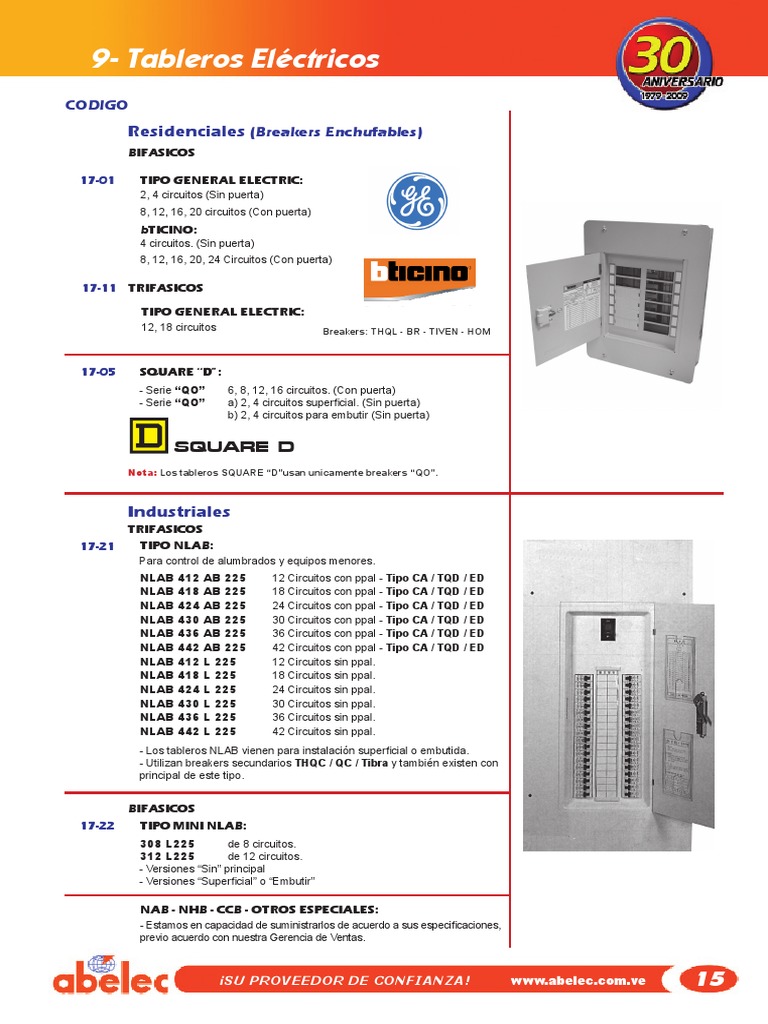 Tableros Eléctricos y Breakers Disponibles | PDF