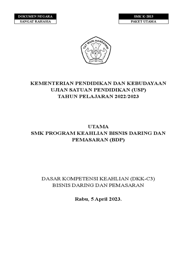 Soal Usp Xii BDP 2022-23 | PDF