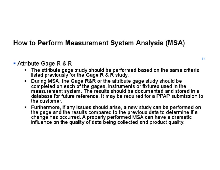 How To Perform Measurement System Analysis (MSA) : Attribute Gage R & R | PDF