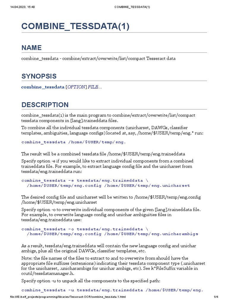 Combining, Extracting, Overwriting, and Listing Components of Tesseract ...