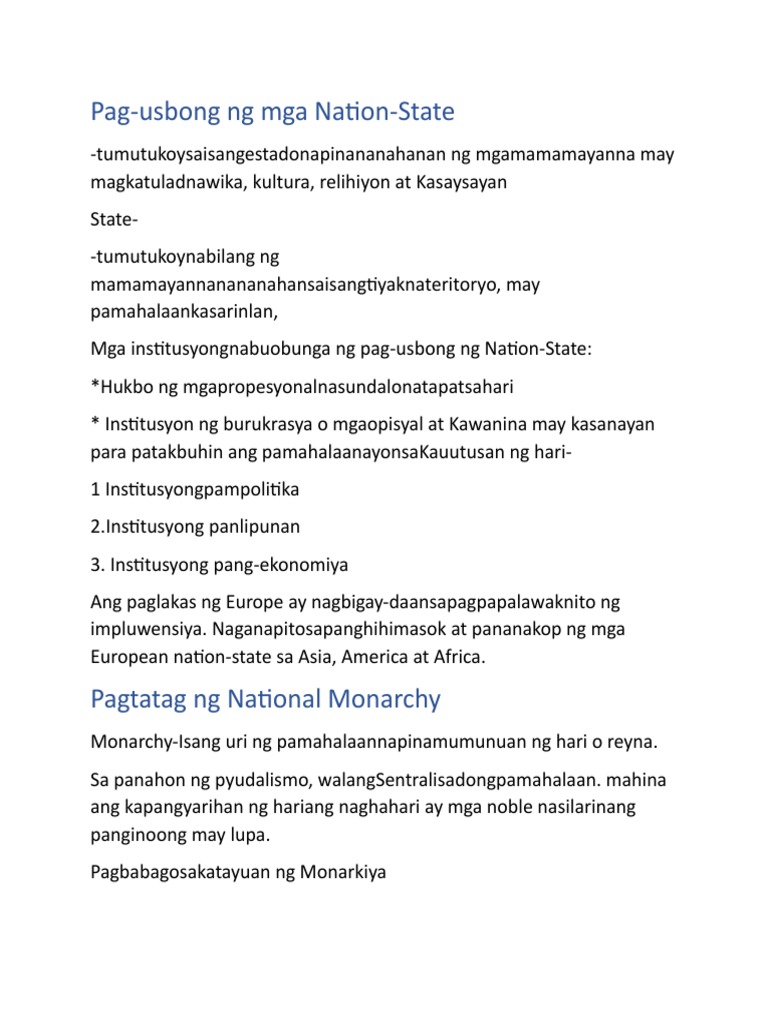 Pag-Usbong NG Mga Nation-State | PDF