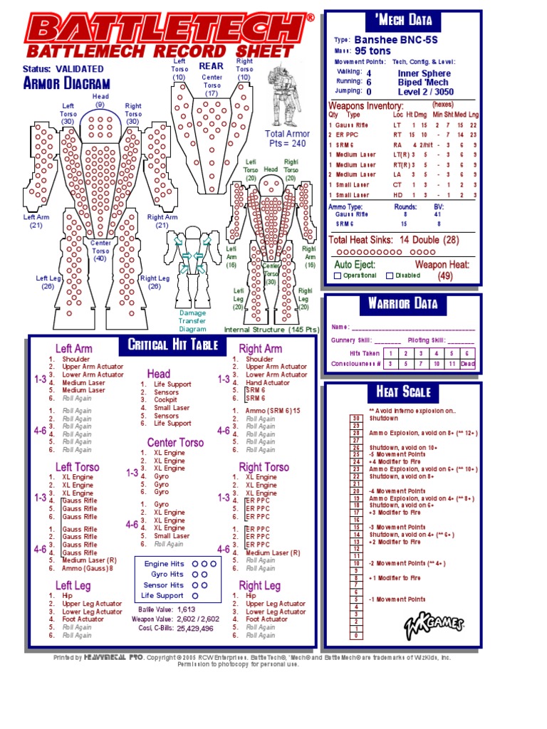 Banshee BNC-5S | PDF | Battle Tech