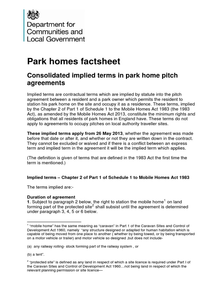 Consolidated Implied Terms in Park Home Pitch Agreements | PDF | Contractual Term | Tribunal