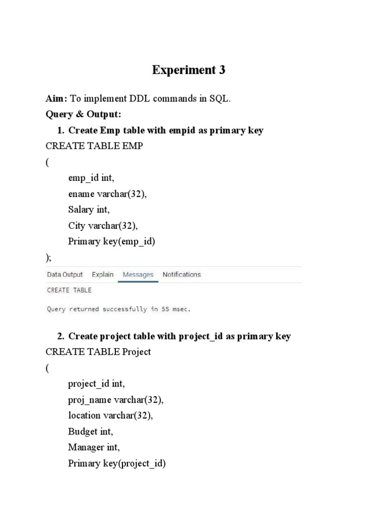 119a1044 Dbms Exp3 Ddl Pdf Computing Computer Data