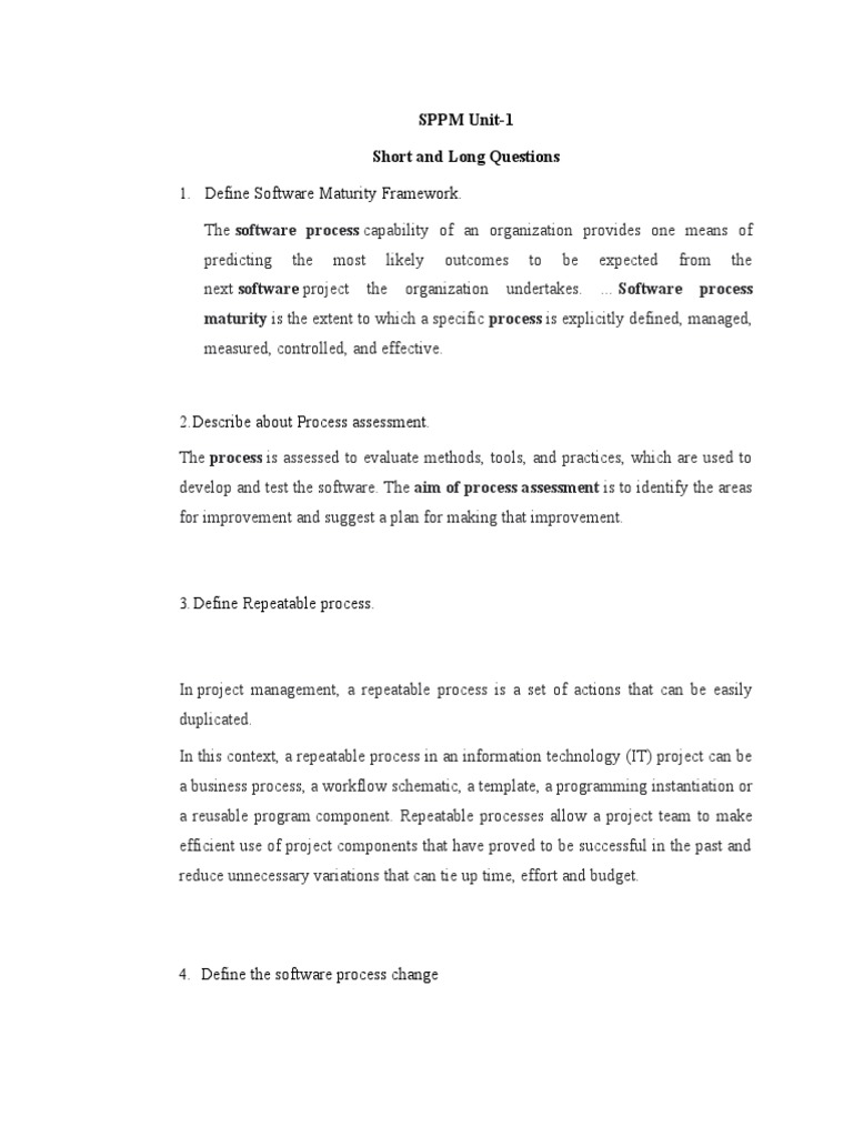 SPPM - Unit 1 Qs | PDF | Project Management | Product Development