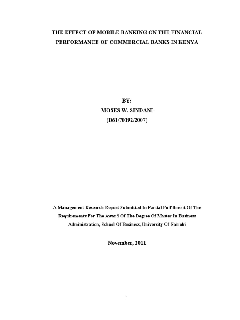Sindani - The Effect of Mobile Banking On The Financial Performance of Commercial Banks in Kenya ...