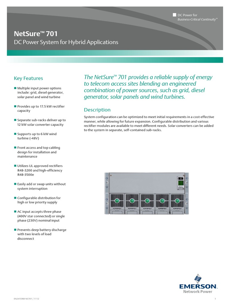 Netsure 701: DC Power System For Hybrid Applications | PDF | Science ...
