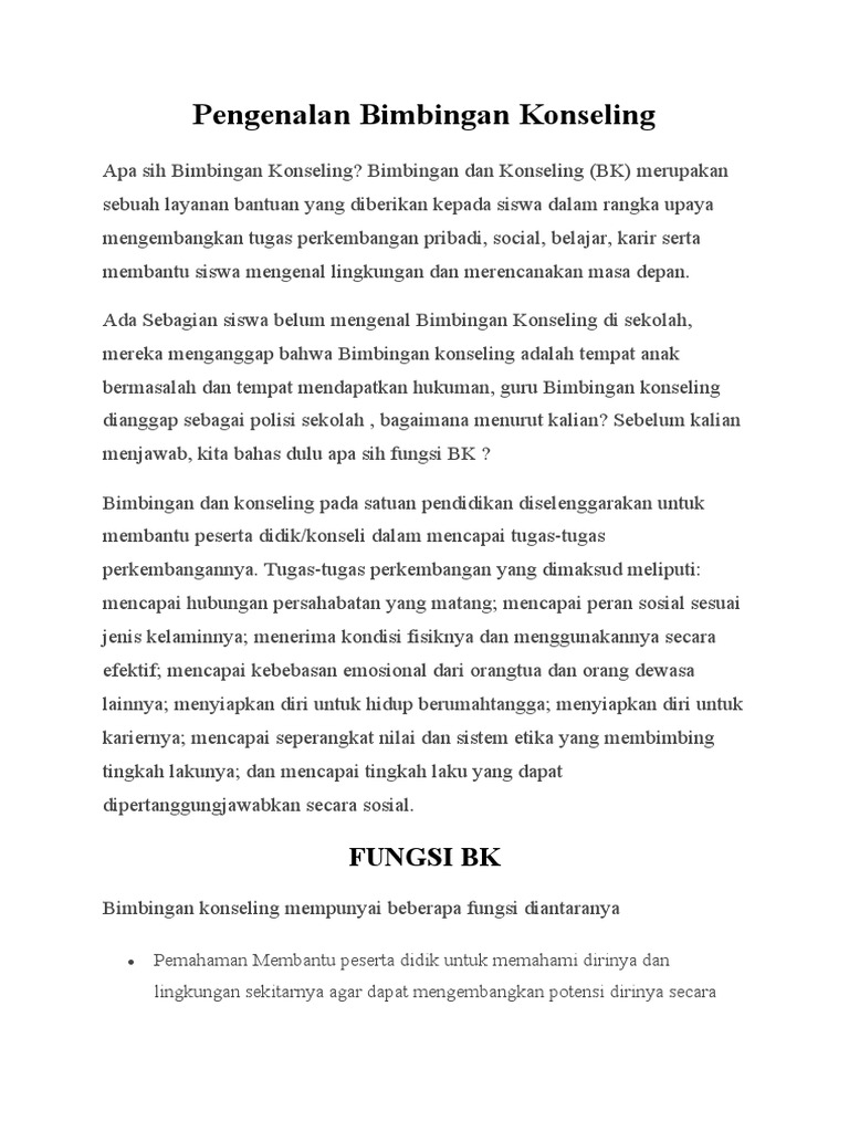 Pengenalan Bimbingan Konseling | PDF