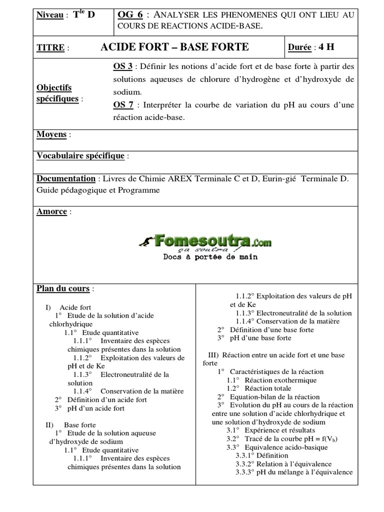 Acides et Bases Fortes en Chimie | PDF | Acide chlorhydrique ...