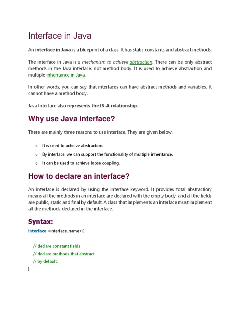 TY - Interface in Java | PDF | Method (Computer Programming) | Class ...
