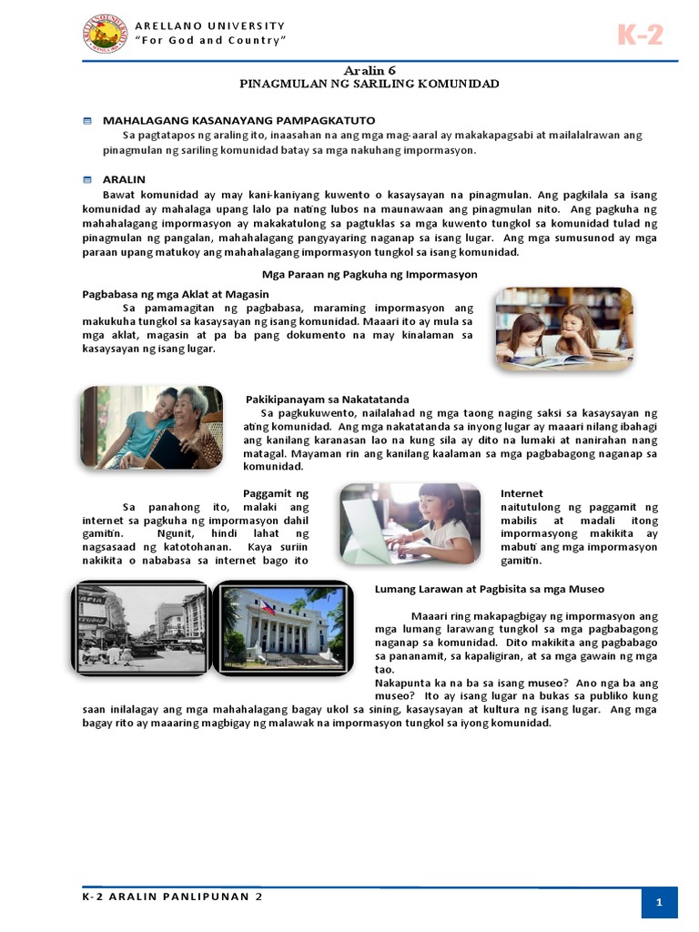 AP2 Konsepto at DLP # 2.1 Aralin 6 Pinagmulan NG Sariling Komunidad | PDF AP2 Konsepto at DLP # 2.1 Aralin 6 Pinagmulan NG Sariling Komunidad | PDF