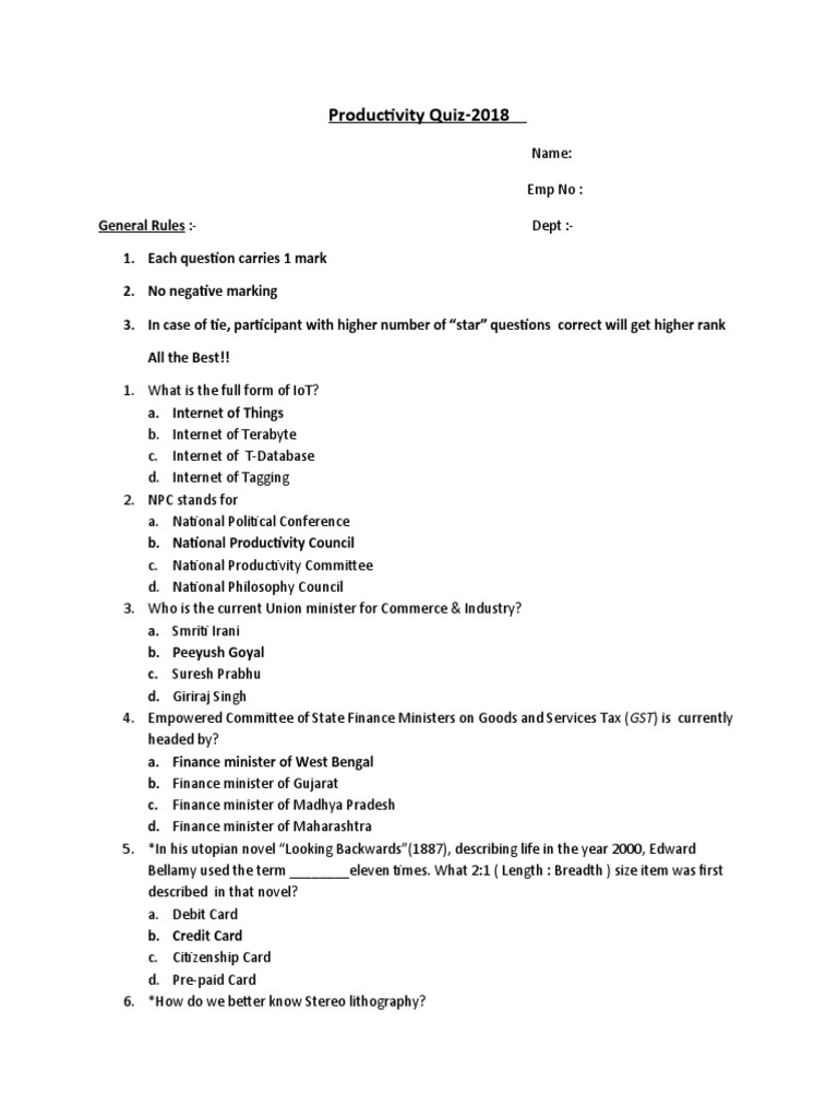 Productivity Quiz - Final Part-1 | PDF