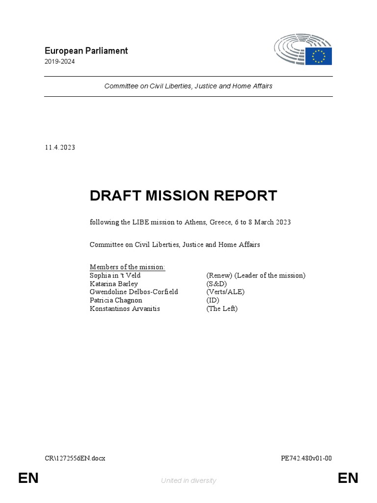 Draft Mission Report Following The LIBE Mission To Athens | PDF ...