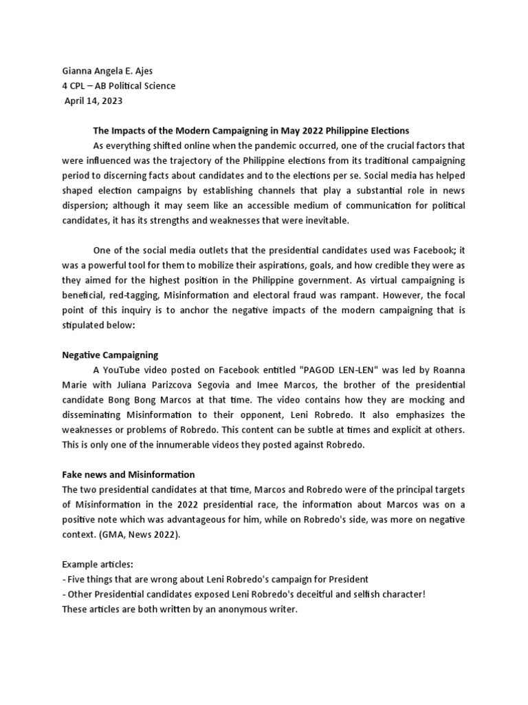 Impacts of Modern Campaigning | PDF | Social Media | Popular Culture ...