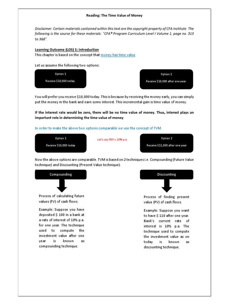 ch1 Notes Cfa | PDF | Present Value | Time Value Of Money