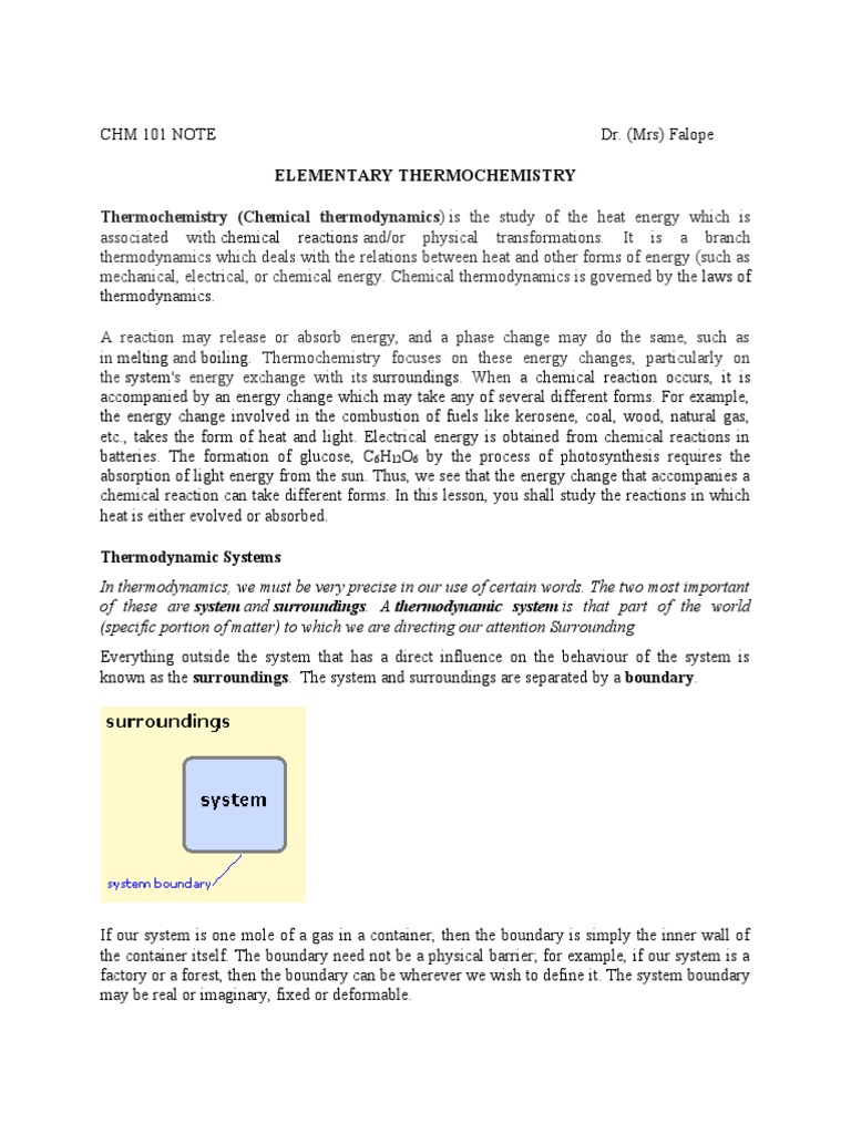 Intro To Thermochemistry Concepts Pdf Laws Of Thermodynamics Entropy