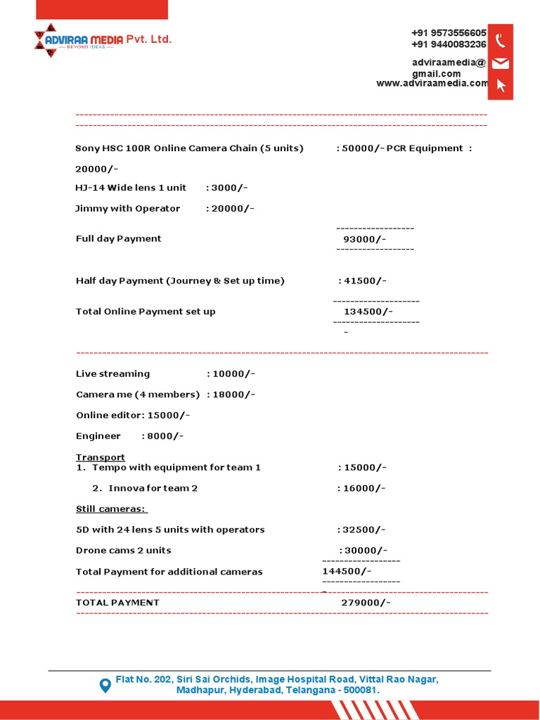Adviraa Media Quotation | PDF | Equipment | Glass Applications