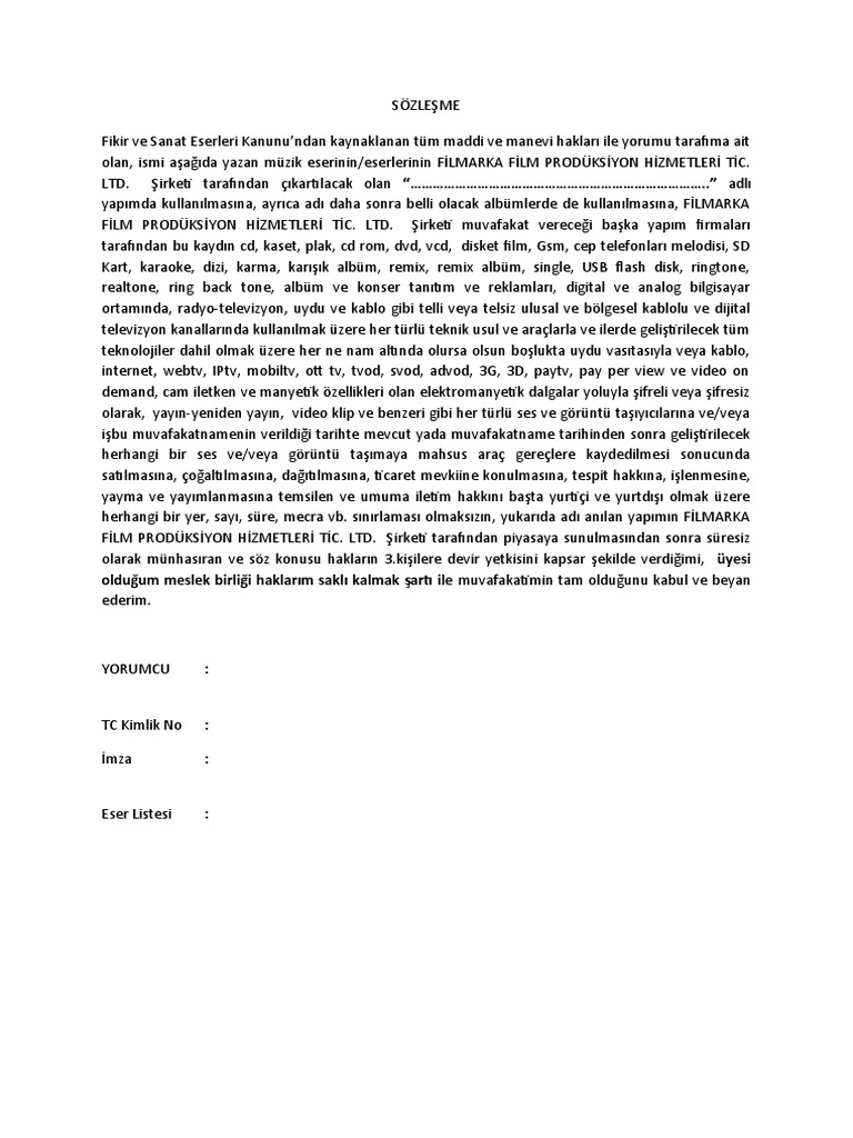 Yorumcu Muvafakatname (Yeni) | PDF