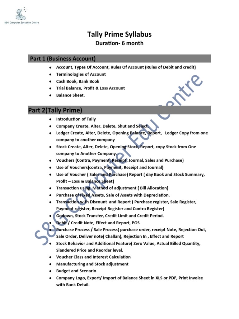 Tally Prime Syllabus | PDF | Debits And Credits | Receipt