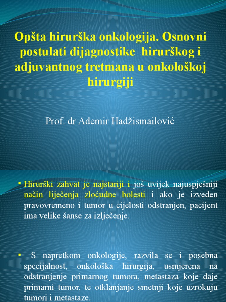 Opšta Hirurška Onkologija. Osnovni Postulati Dijagnostike Hirurškog I ...