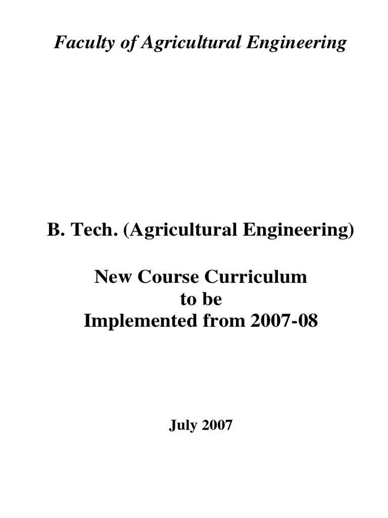 Agricultural Engineering Curriculum | PDF | Soil | Integral