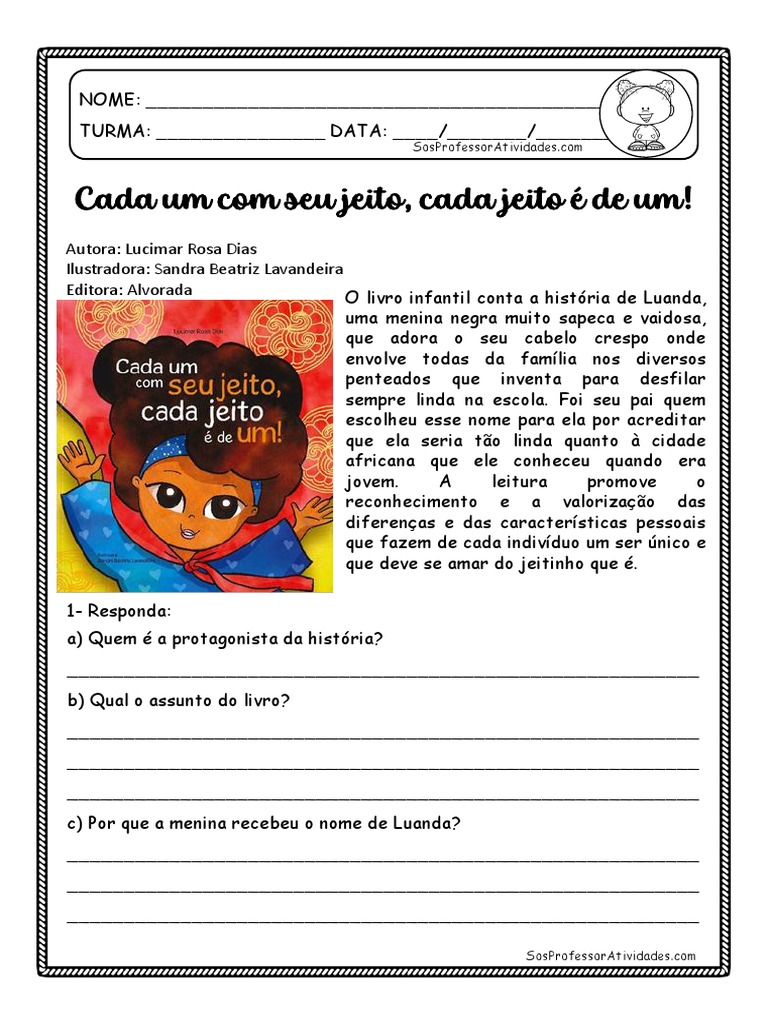 Cada Um Com Seu Jeito Cada Jeito e de Um@sosprofessoratividades | PDF ...
