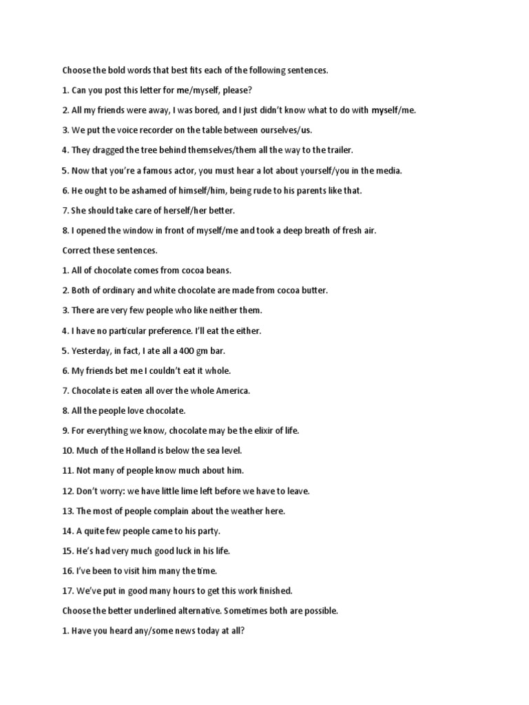 Choose The Bold Words That Best Fits Each of The Following Sentences ...