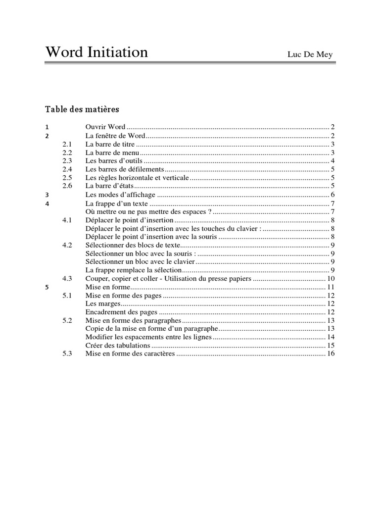Word Initiation | PDF | Microsoft Word | Curseur (interface)