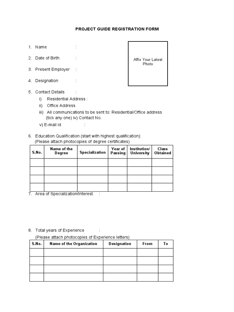 Guide Registration Form | PDF