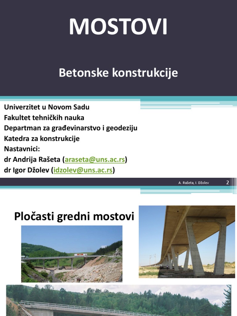 Mostovi: Betonske Konstrukcije | PDF