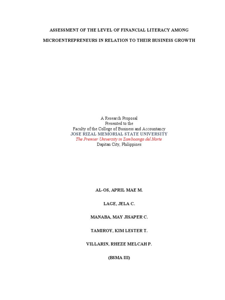 Assessment of The Level of Financial Literacy Among Microentrepreneurs ...