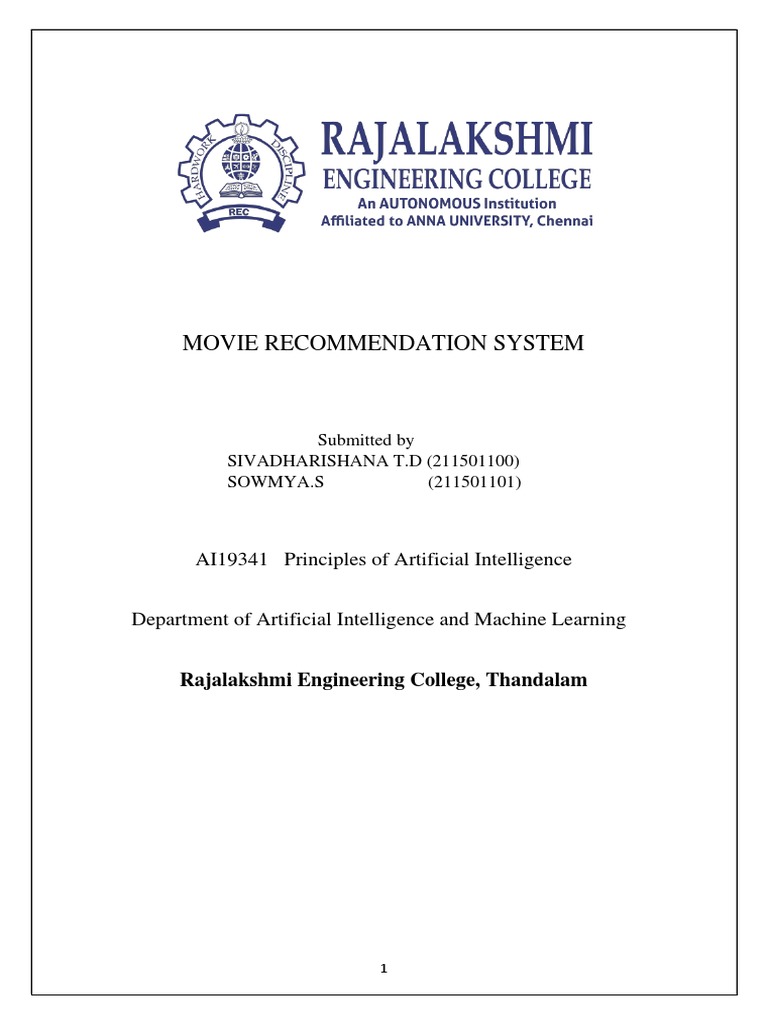 Movie Recommendation System | PDF | Computing | Information Science