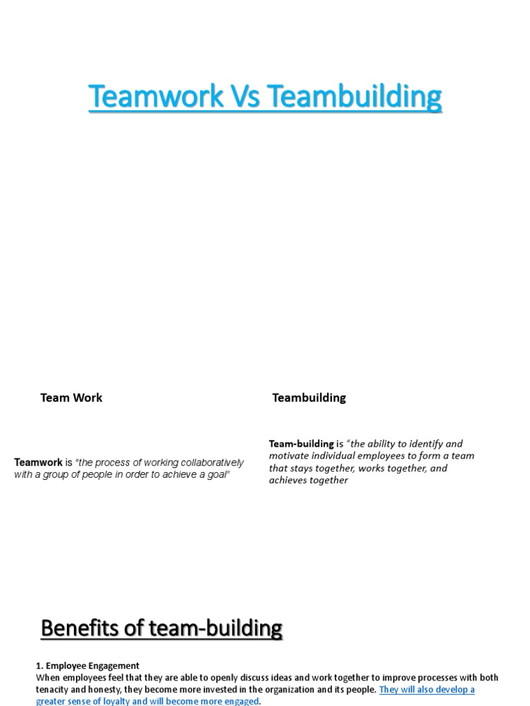 Teamwork Vs Teambuilding | PDF | Team Building | Cognition