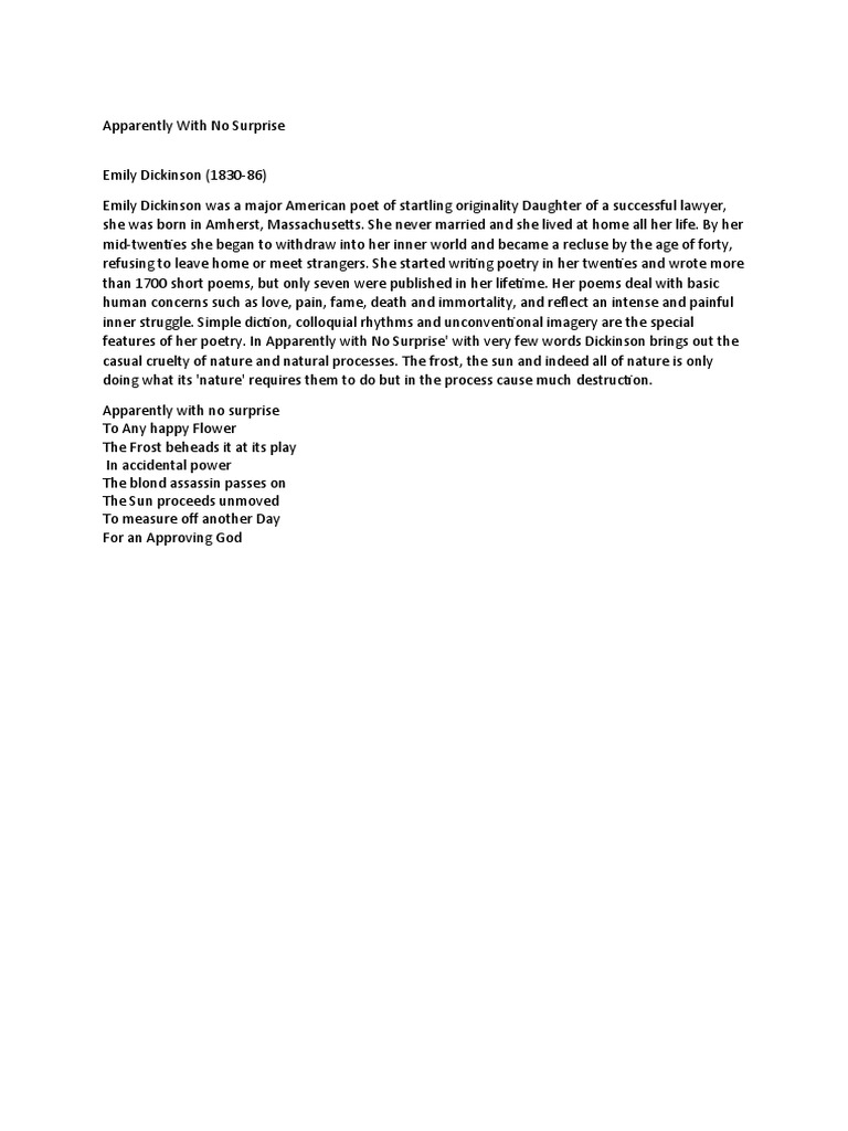 Apparently With No Surprise | PDF | Classics | General Fiction