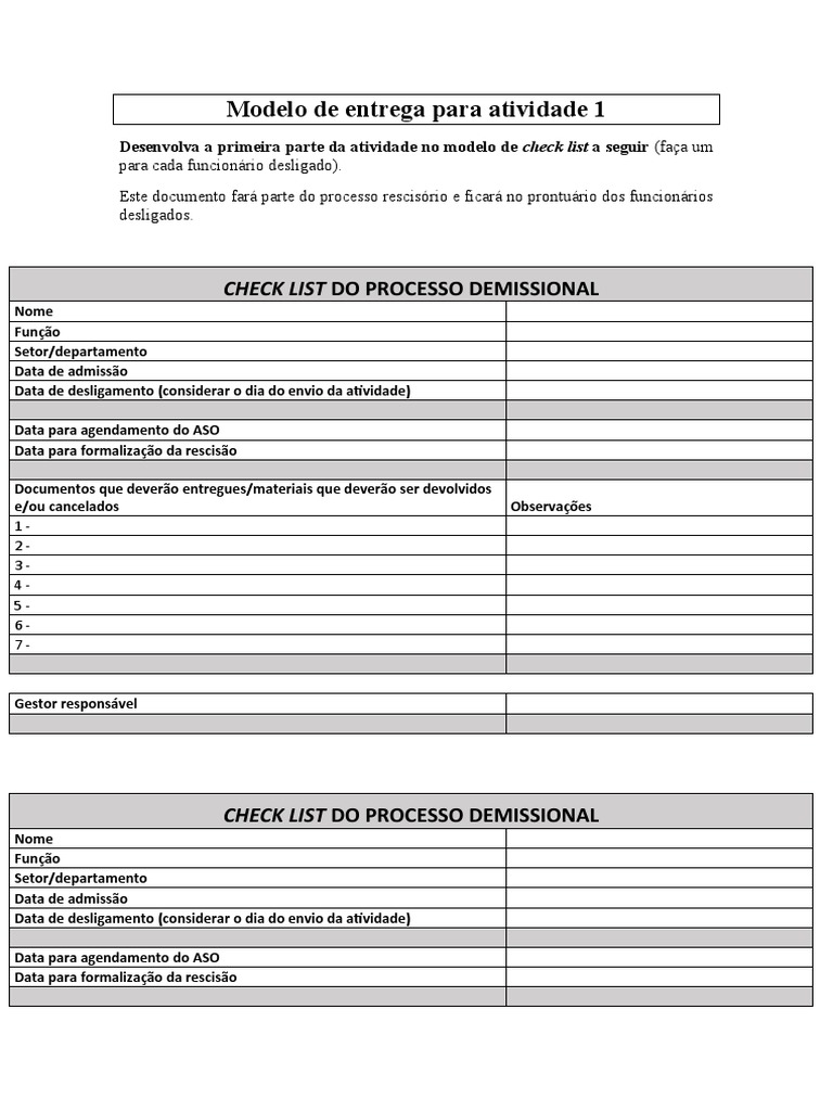 Modelo checklist demissão | PDF | Business | Informática