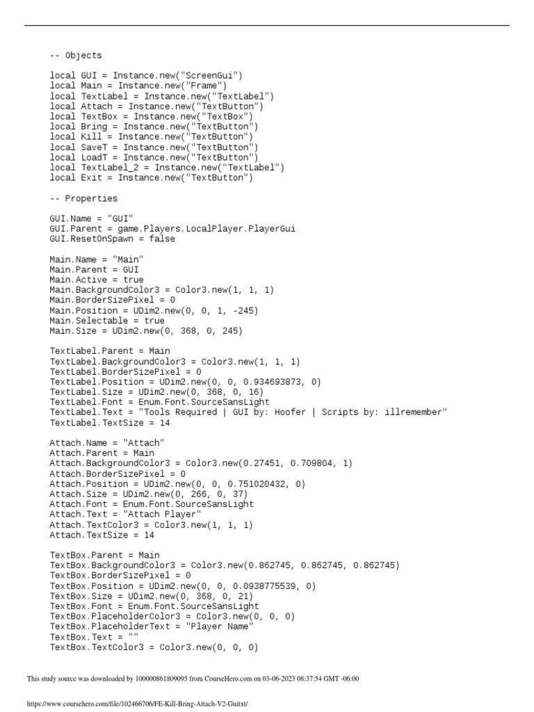 FE Kill Bring Attach V2 Gui - TXTSC | PDF | Software | Computing