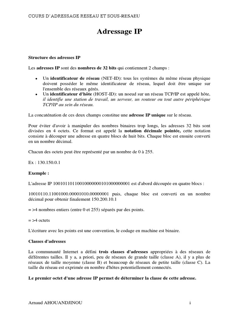 Adressage IP-SOUS-RESEAU-NAT | PDF | Adresse IP | Réseau informatique