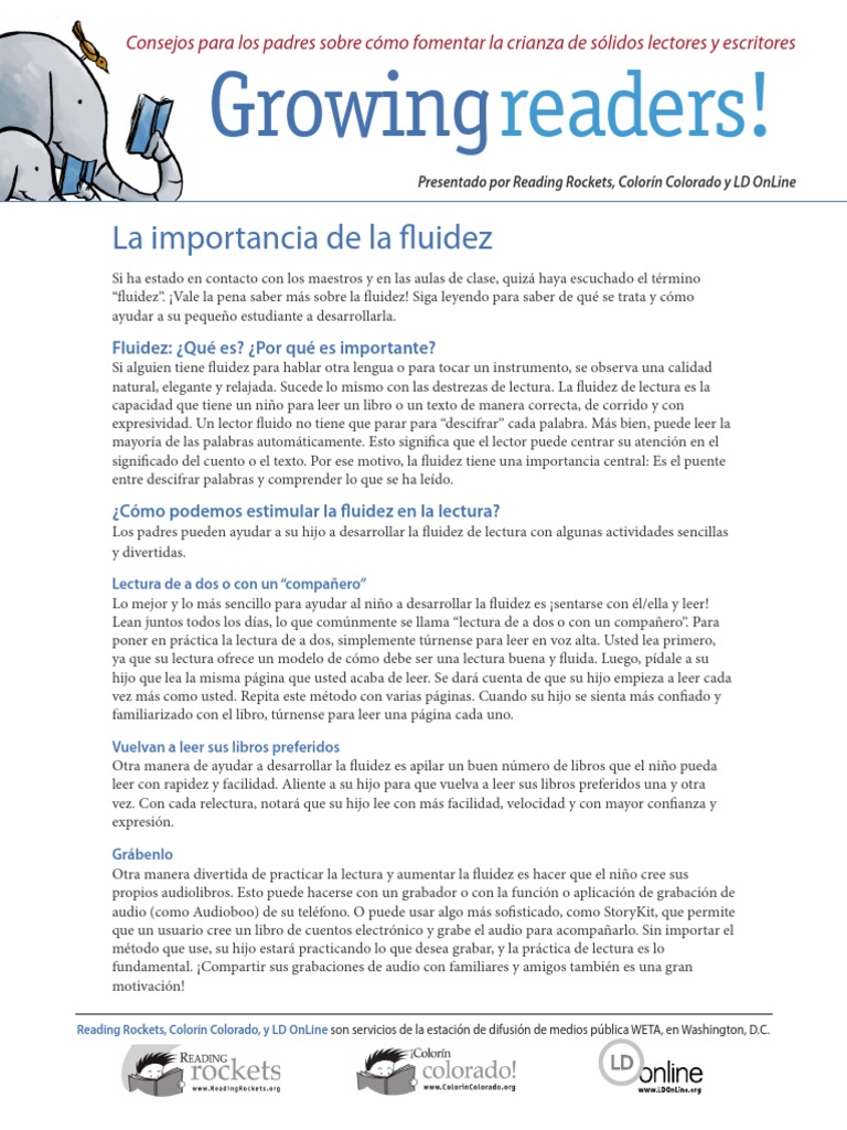 Desarrollo de Fluidez en Lectura Infantil | PDF | Comunicación