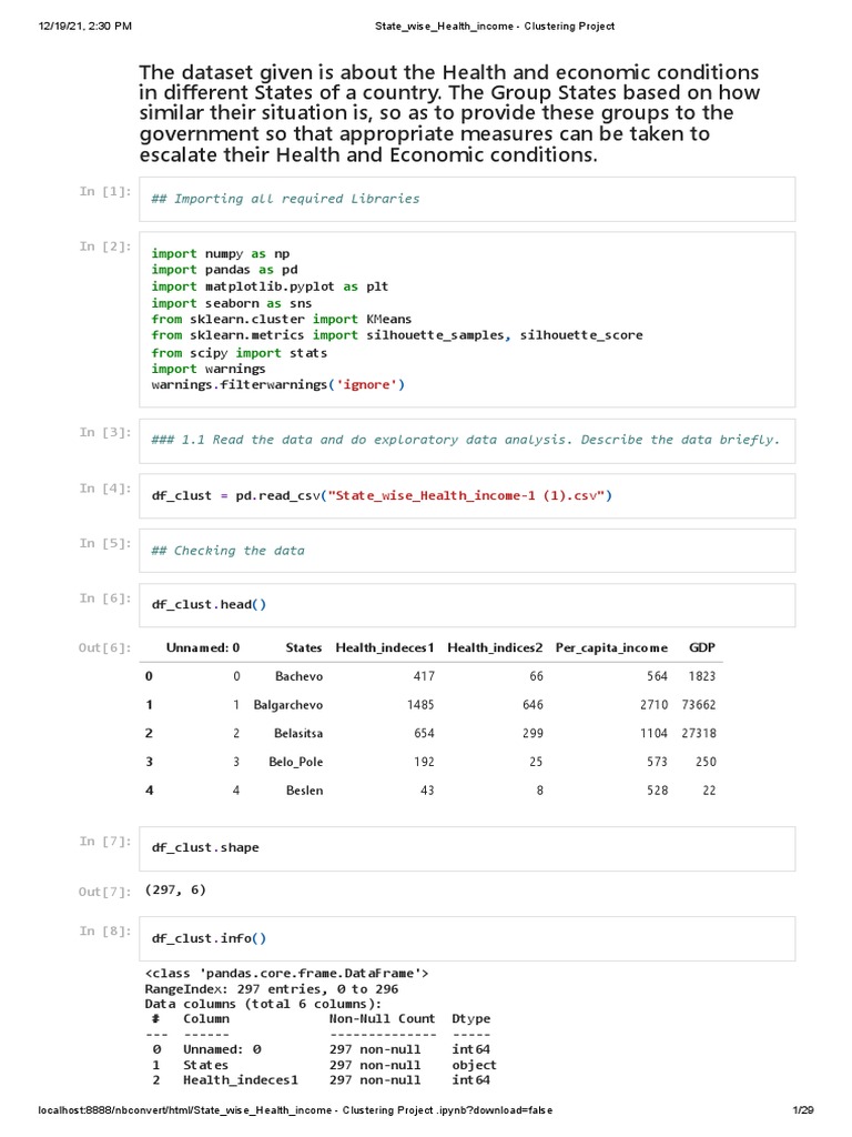 State-wise Health and Income Clustering | PDF | Quartile | Statistics