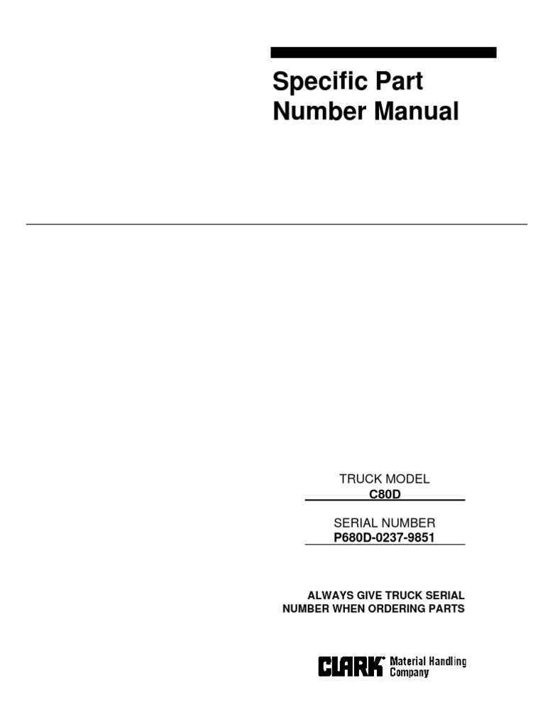 Clark C80D Forklift Parts Manual | PDF | Internal Combustion Engine ...