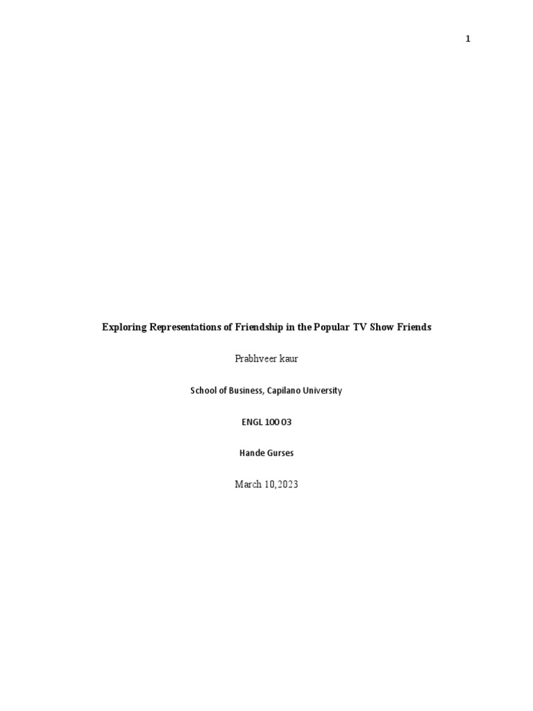 Exploring Representations of Friendship in The Popular TV Show Friends ...