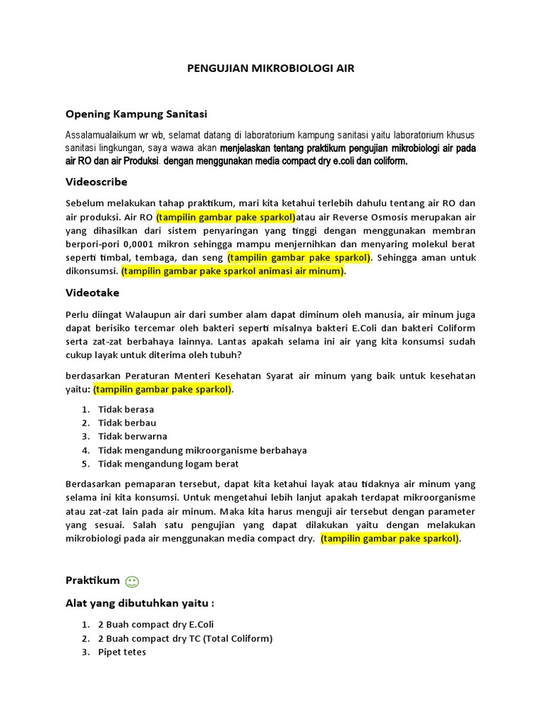 Uji Mikroba pada Air Minum dengan Compact Dry | PDF | Griya & Taman ...