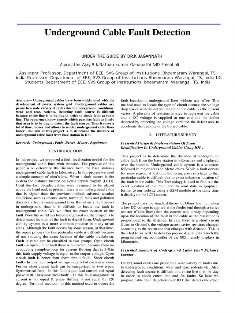 Underground Cable Fault Detection Pdf