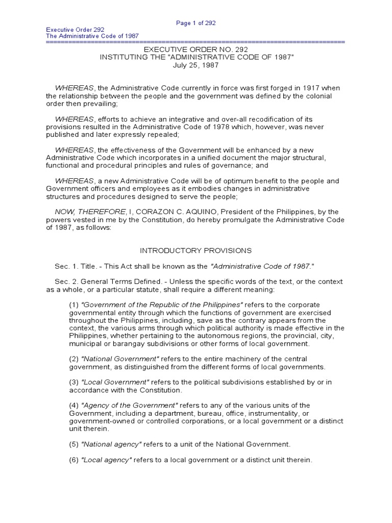 Administrative Code of 1987 | Download Free PDF | Constitutional ...