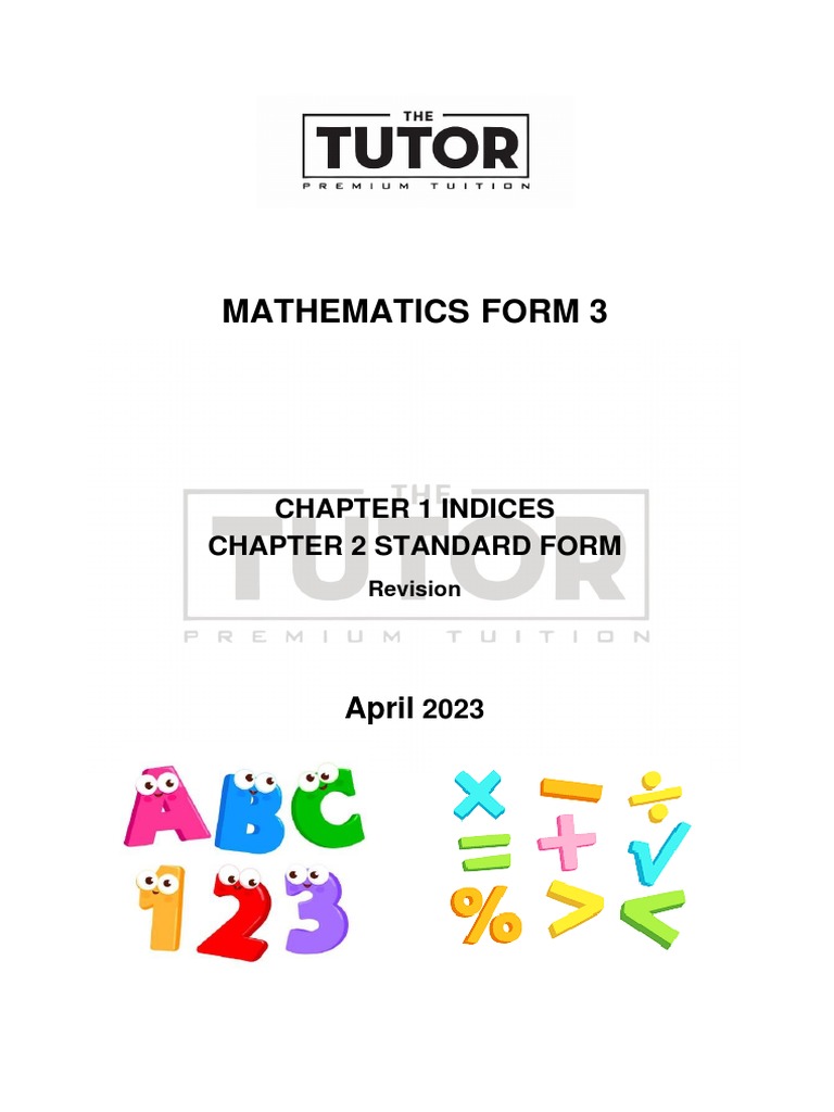 Mathematics Form 3: Chapter 1 Indices Chapter 2 Standard Form | PDF
