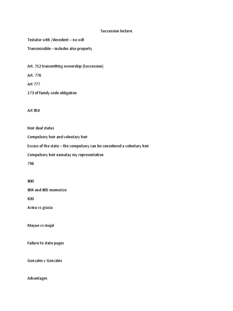 Succession Lecture | PDF