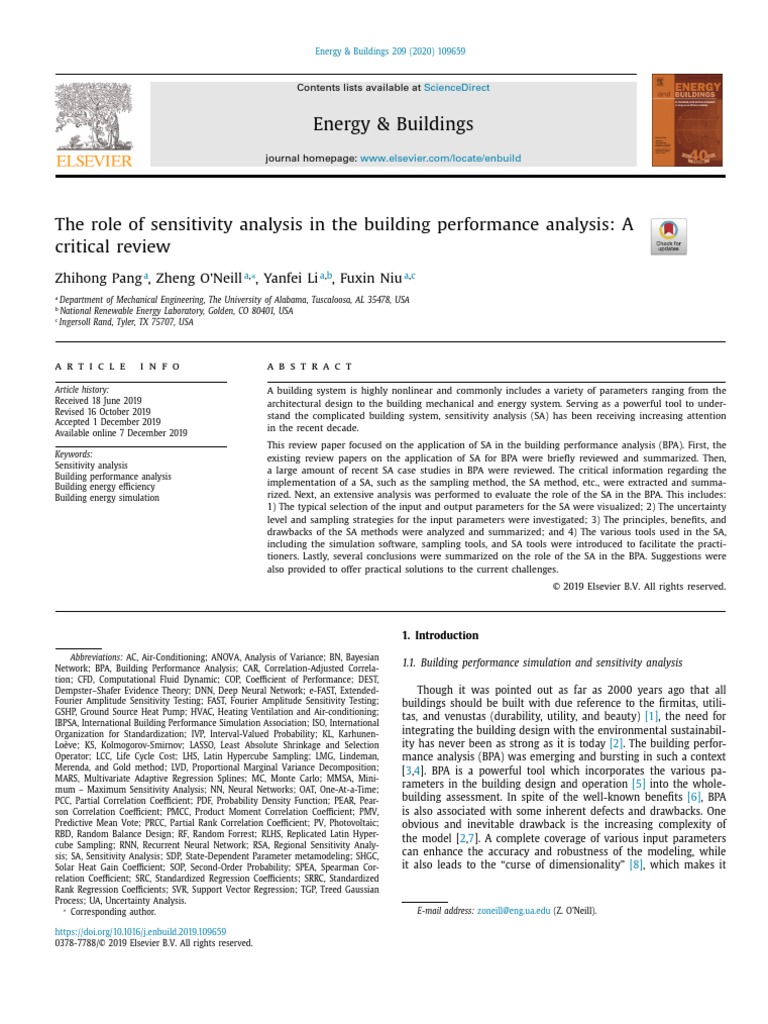 Energy & Buildings: Zhihong Pang, Zheng O'Neill, Yanfei Li, Fuxin Niu ...